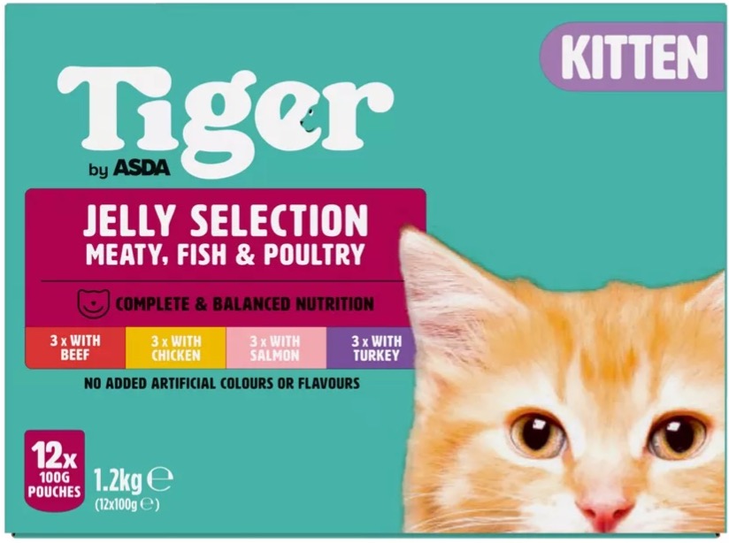Pet Food Expert | ASDA Tiger Kitten Jelly Selection Meaty, Fish & Poultry