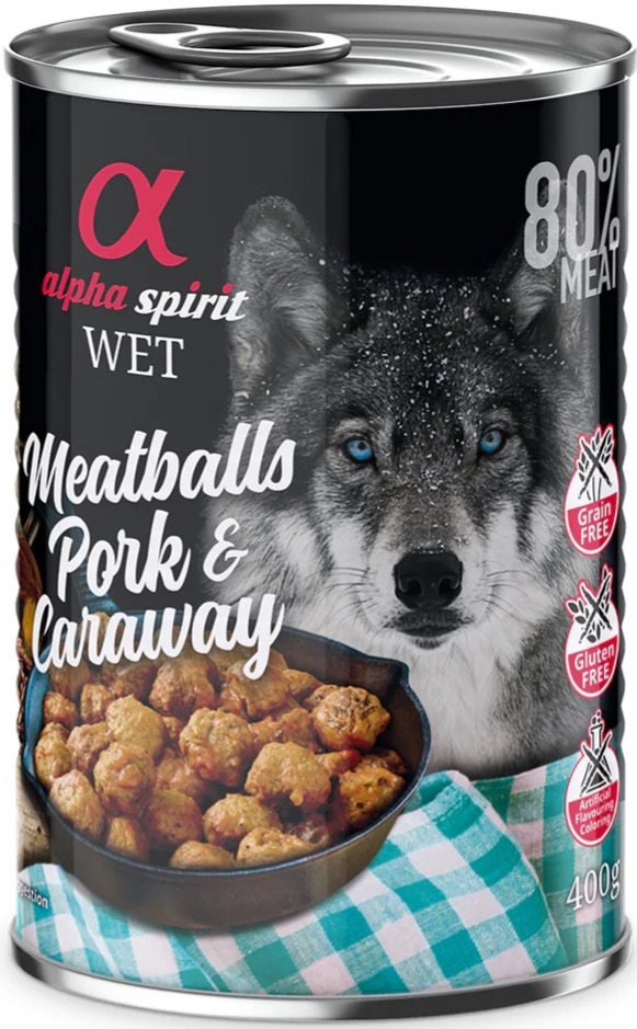 Pet Food Expert | Alpha Spirit Pork with Caraway Canned Meatballs